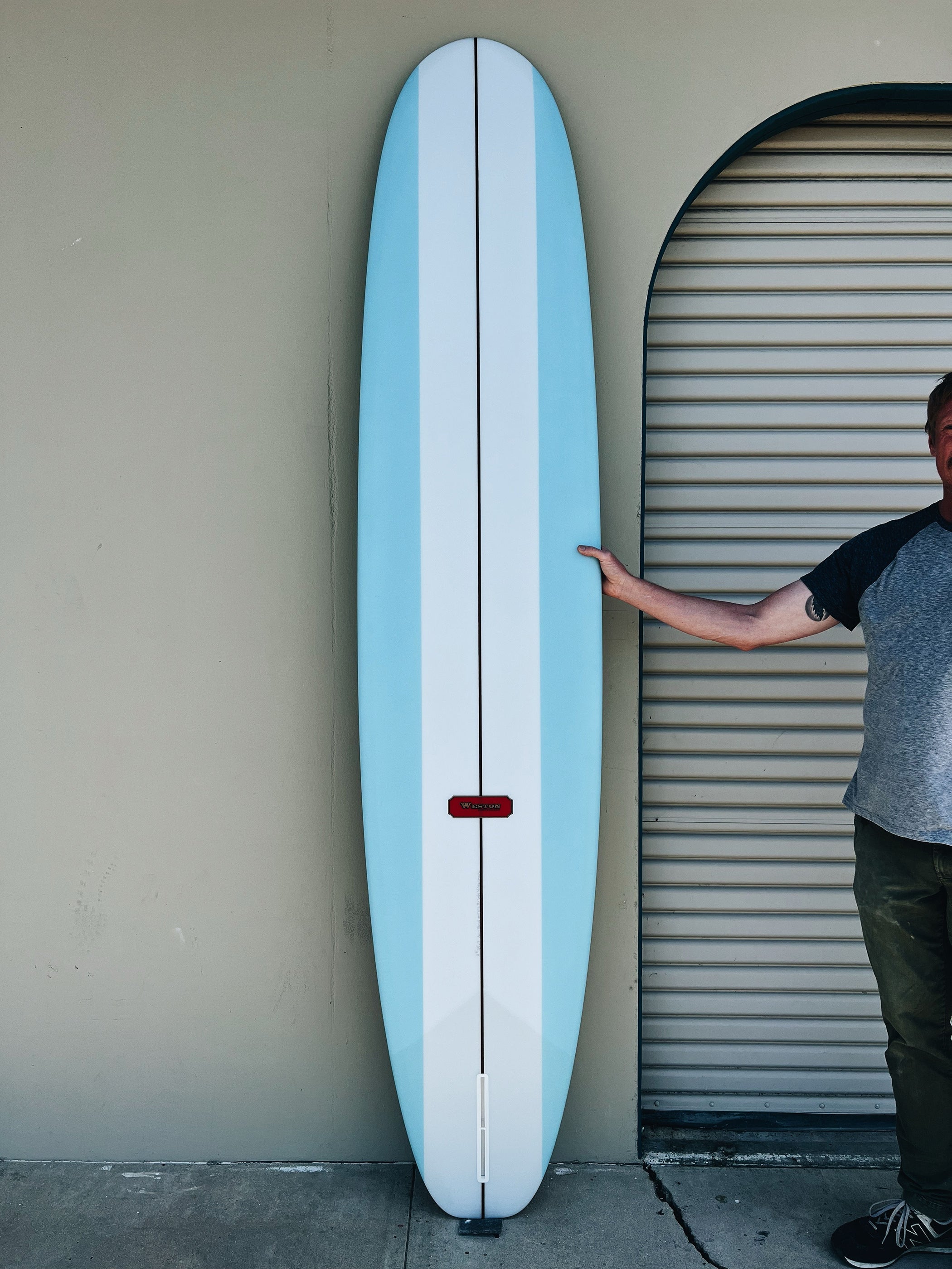 WESTON Surfboards // 9'6" Axis Blend // Baby Blue Paneled Surfboard