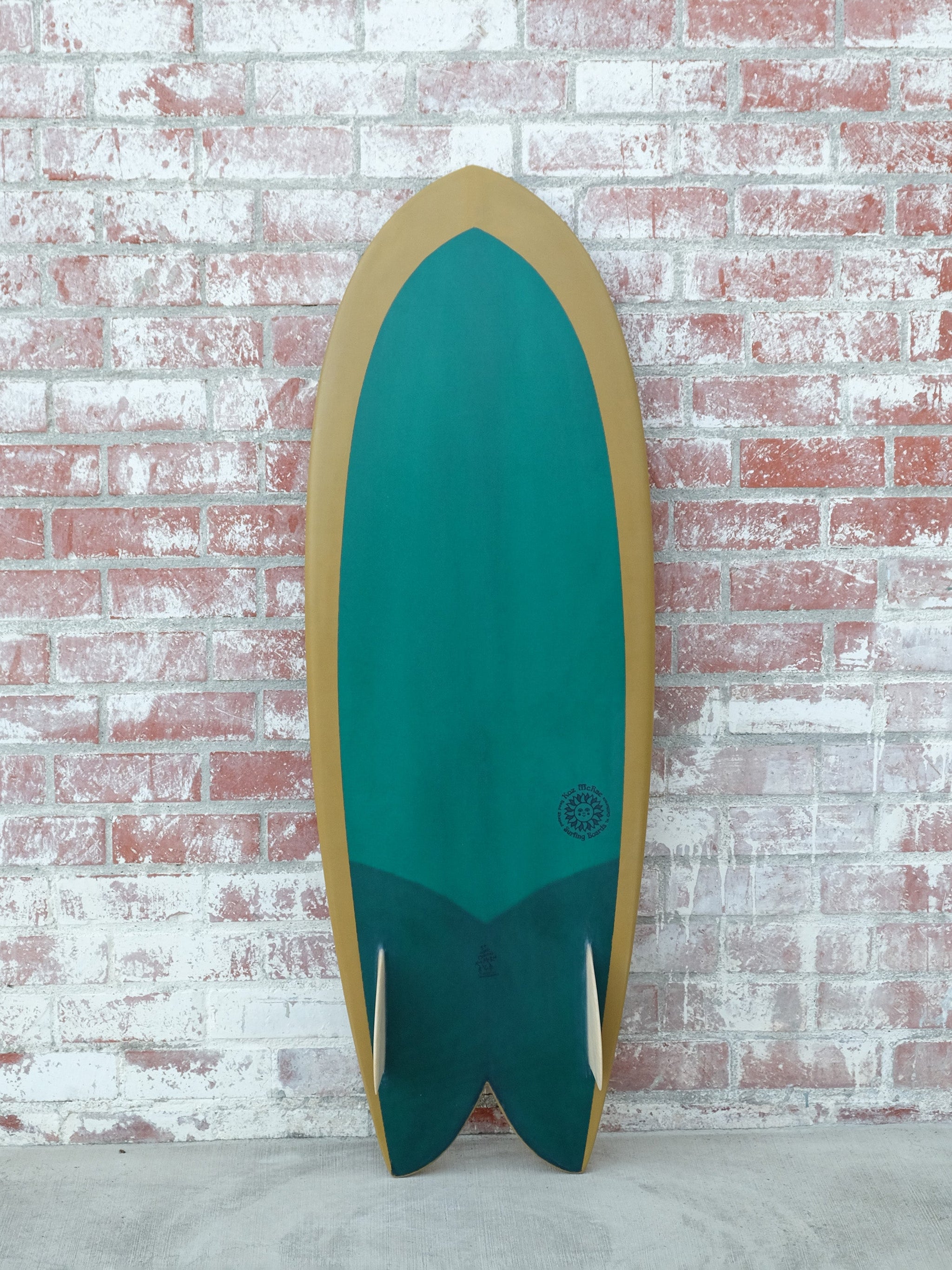 Koz McRae | Glass Onion 5'4" Mustard Green Surfboard Resin Leash Loop