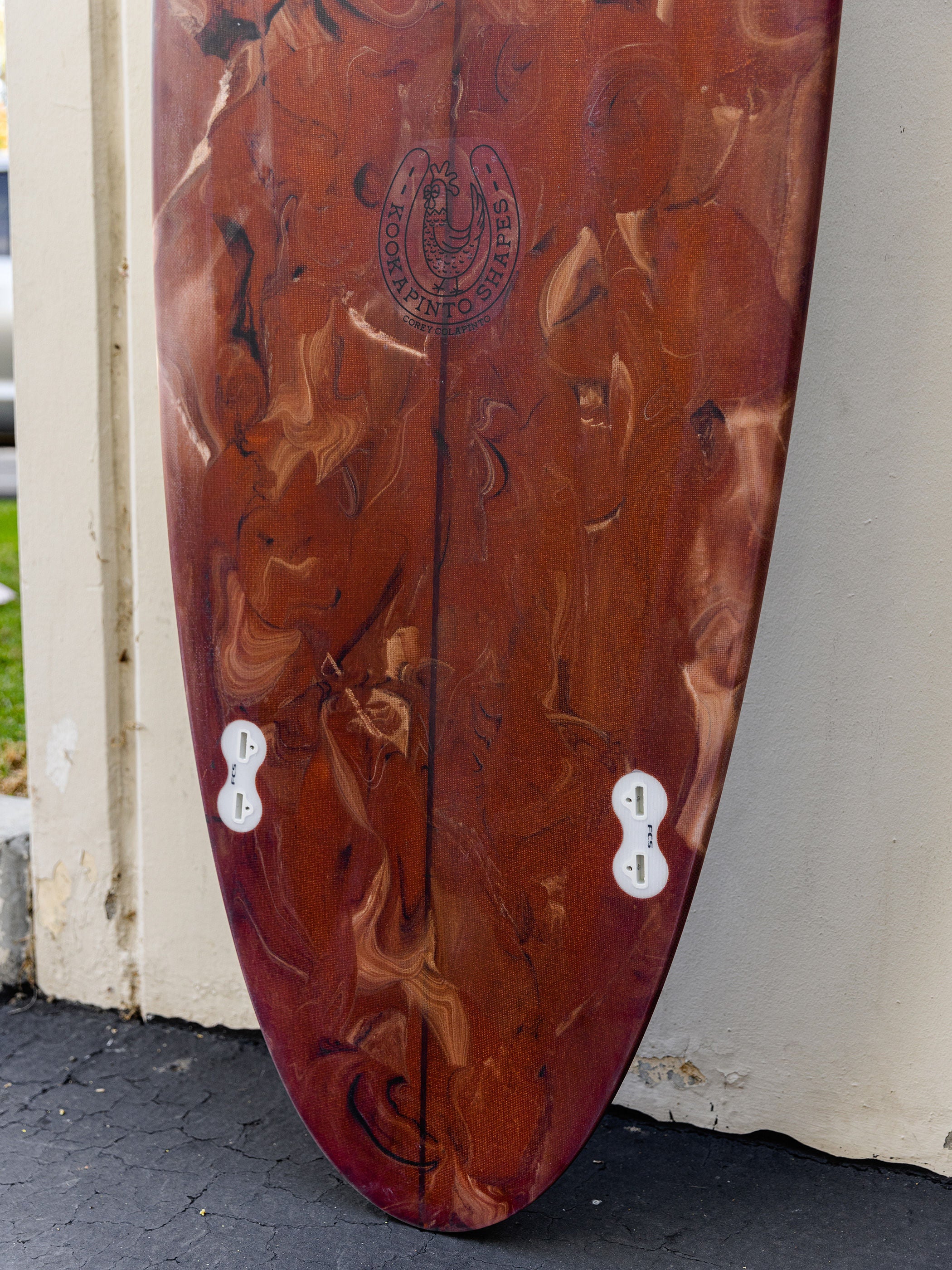Kookapinto Shapes | 7'7" Thin Twin Mocha Swirl Surfboard