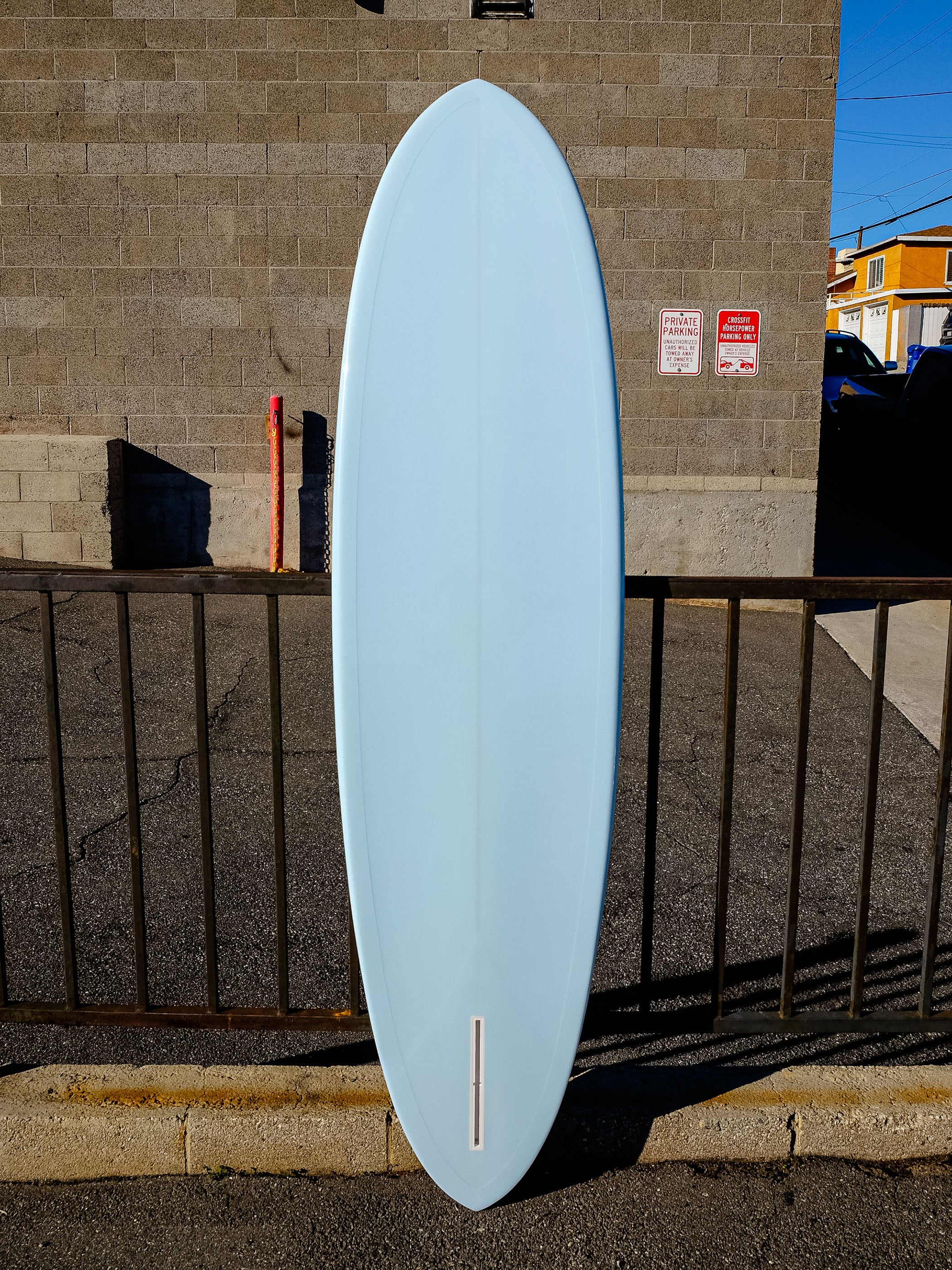 Mangiagli Surfboards | 7'2" M4 Mid Pin Blue Single Fin Surfboard